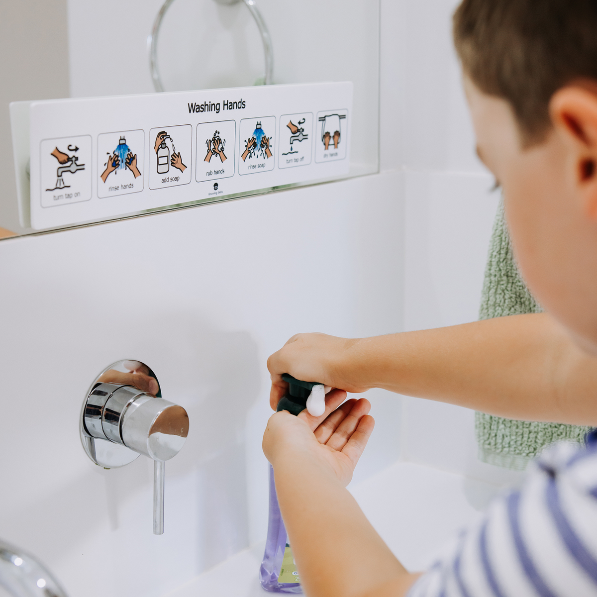 Washing Hands Visual Aid for Kids | Clear Handwashing Steps – Growing ...